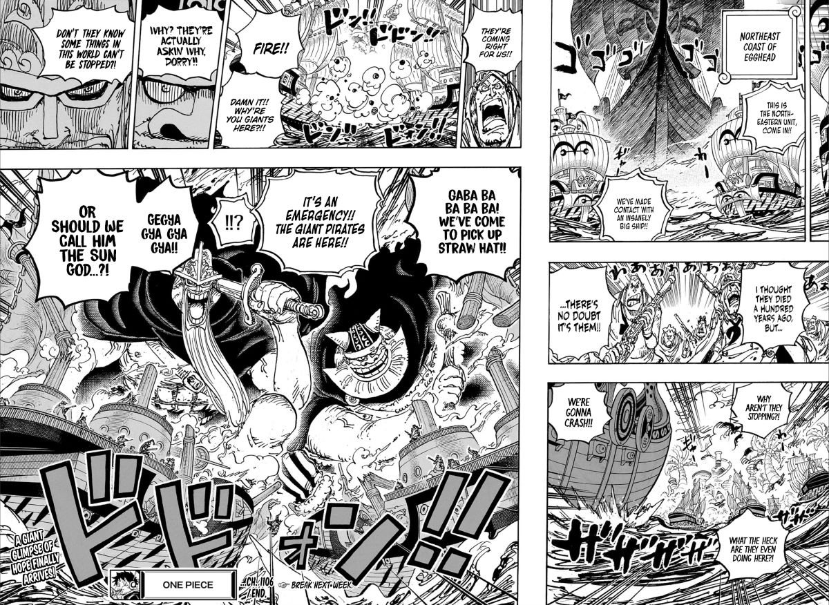 One Piece Chapter 1106: Dorry dan Brogy Menjemput Sun God Nika